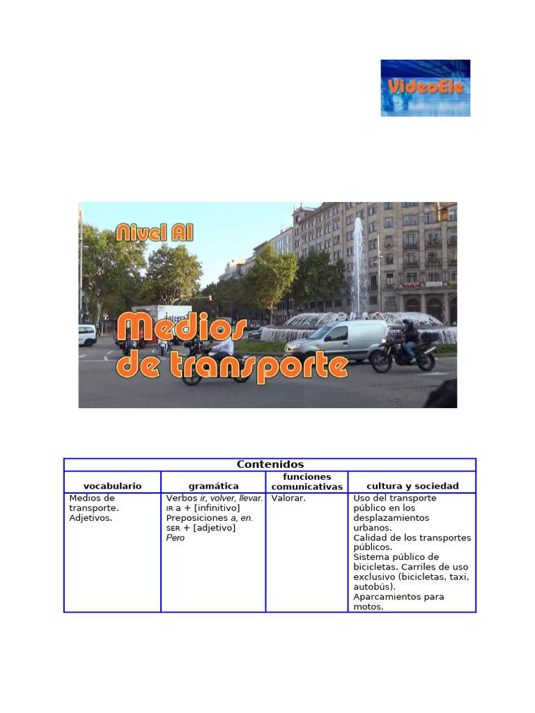 A1 Medios Transporte Actividad | PDF | Autobús | Transporte