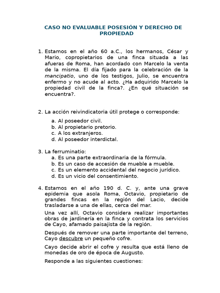 Caso No Evaluable de Posesiã N y Propiedad | PDF | Augusto