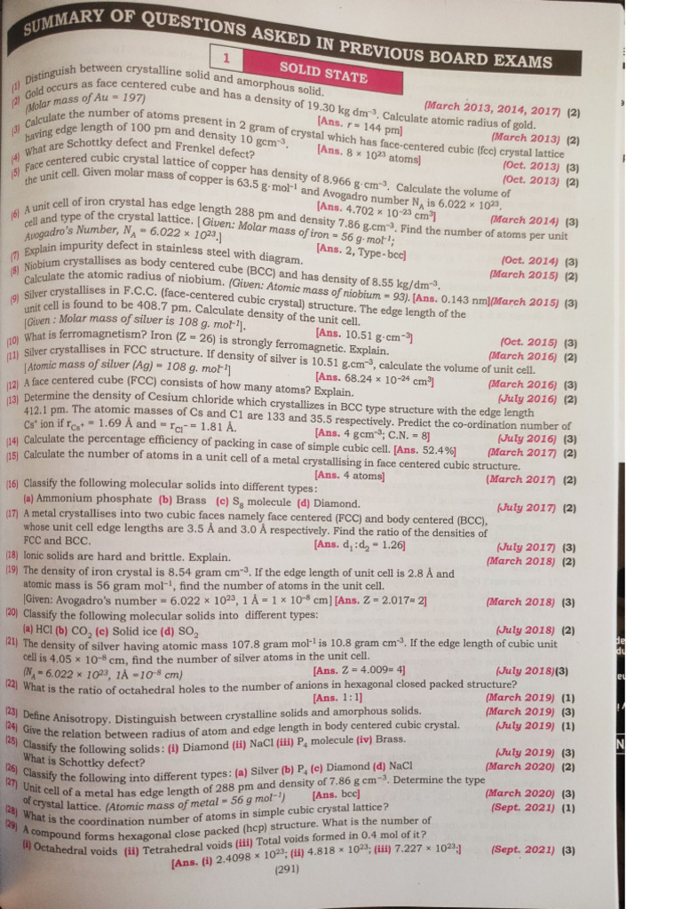 Chemistry all pyq's class12 | PDF