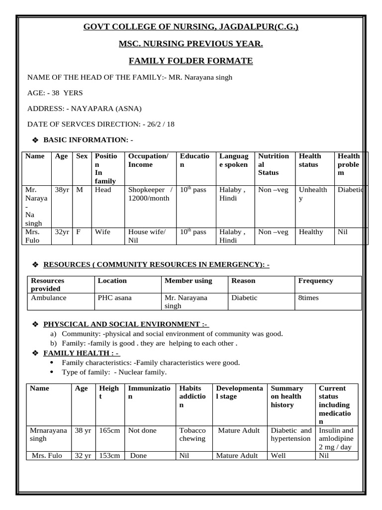 family folder 2 | PDF | Nursing | Medical Specialties