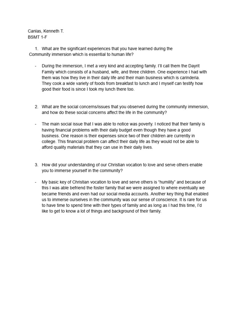 NSTP Immersion Reflection Paper | PDF