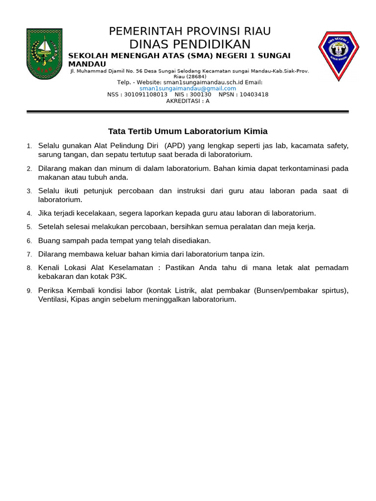 Tata Tertib Labor Kimia | PDF