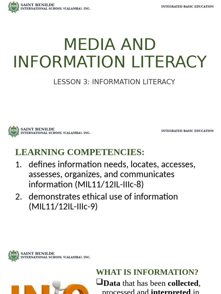 Lesson-3-MIL (1) | PDF | Information | Information Literacy