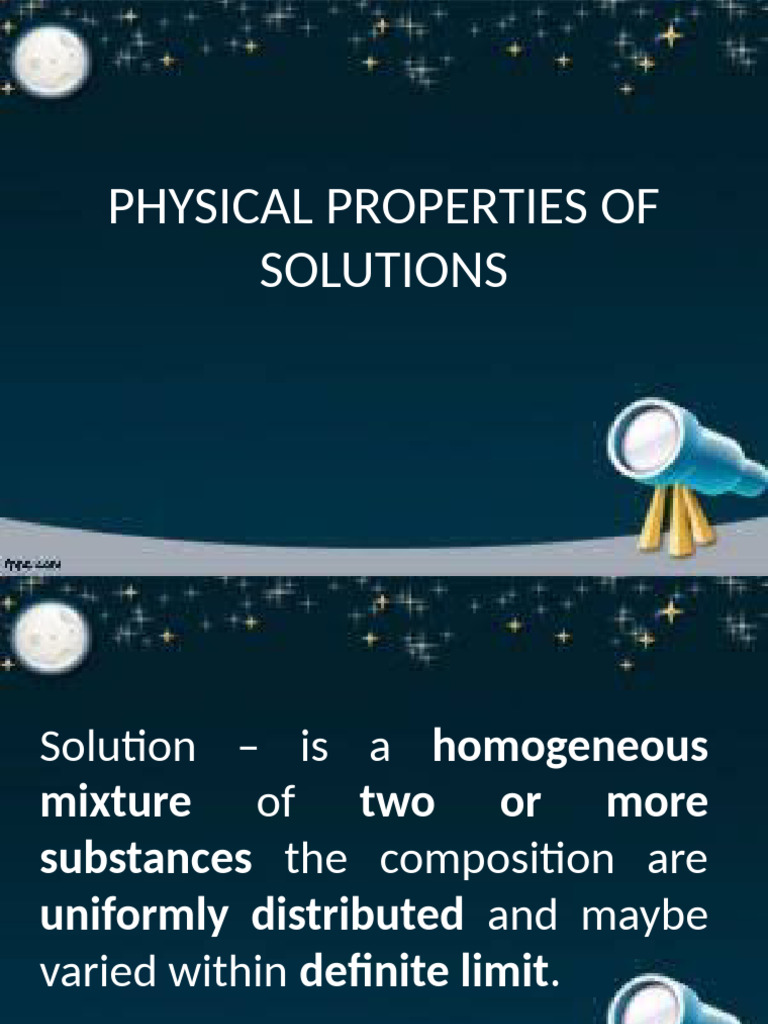 2a.physical Properties of Solution | PDF | Solvation | Physical Chemistry