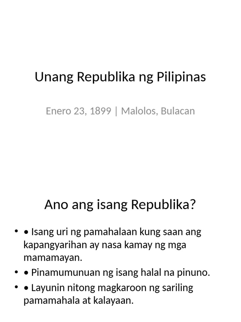 Unang Republika Presentation | PDF