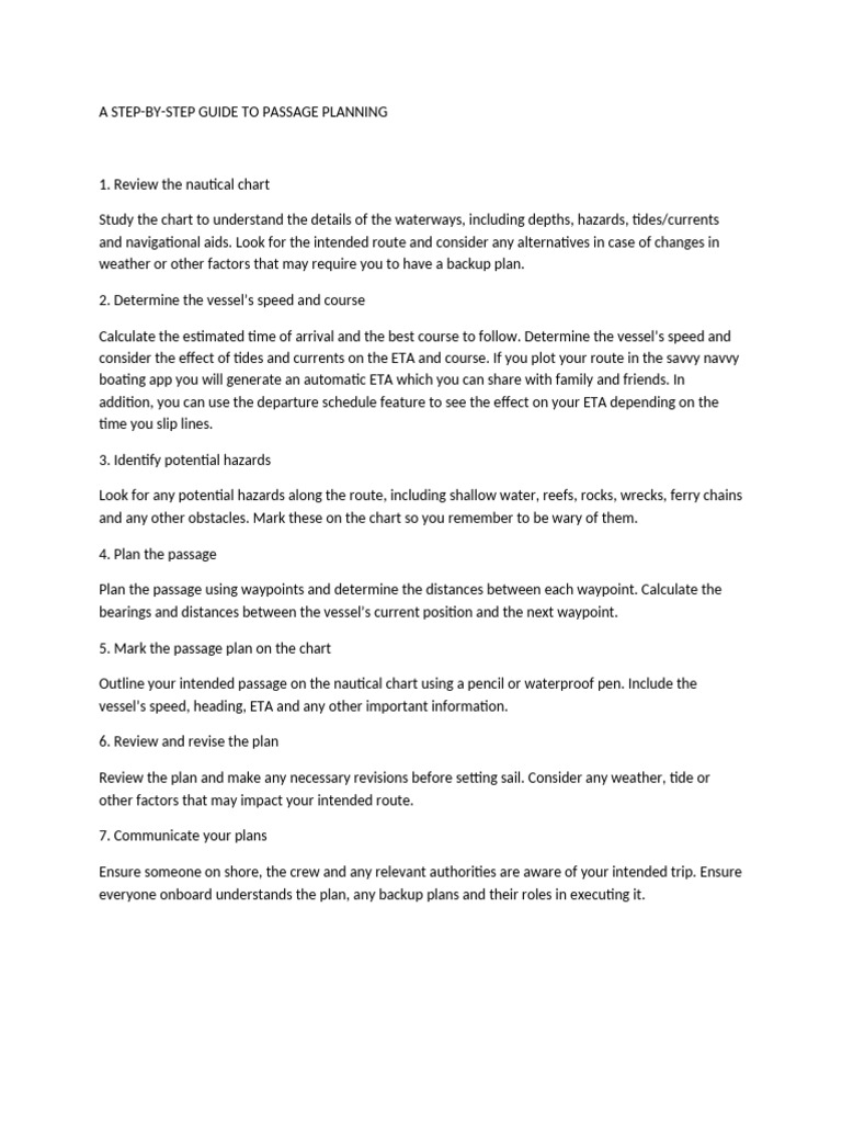 A Step by Step Passage Plan | PDF