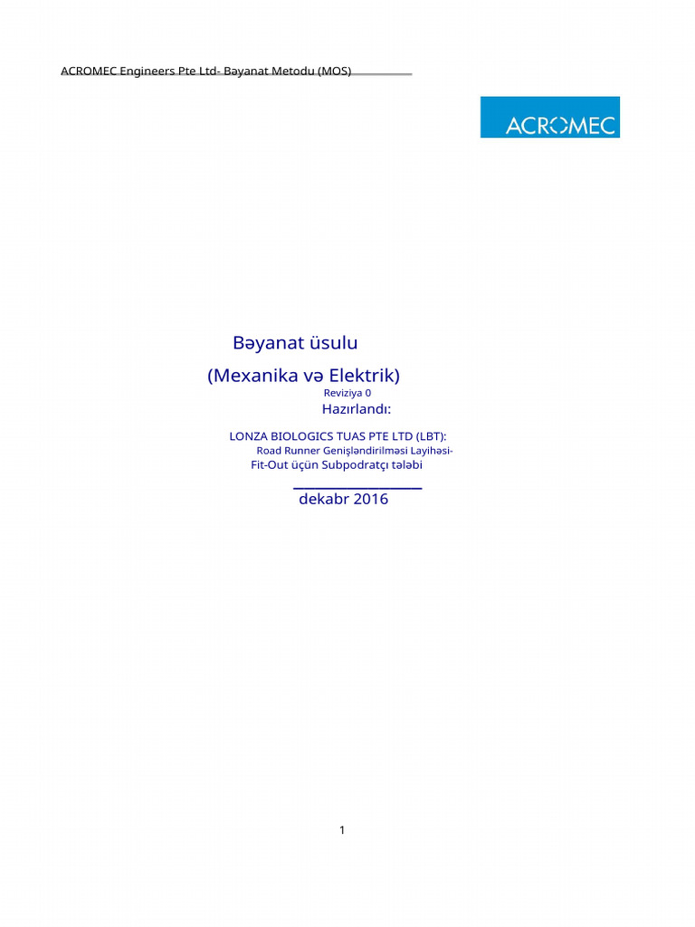 Method of Statement Mechanical Electrical | PDF