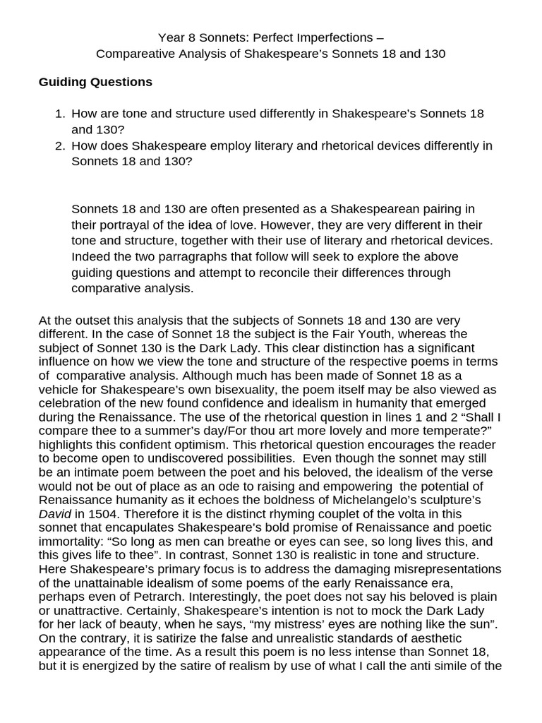 Comparative Analysis 10. 01. 2024 | PDF | Shakespeare's Sonnets | Poetry