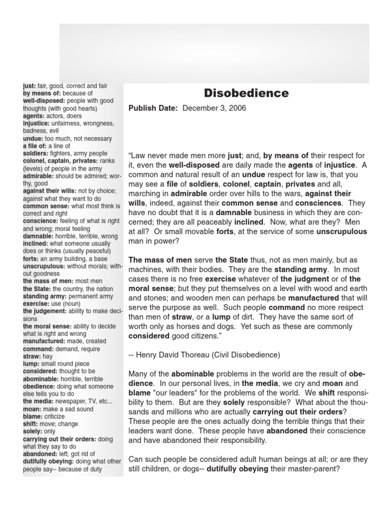 Disobedience | PDF | Conscience