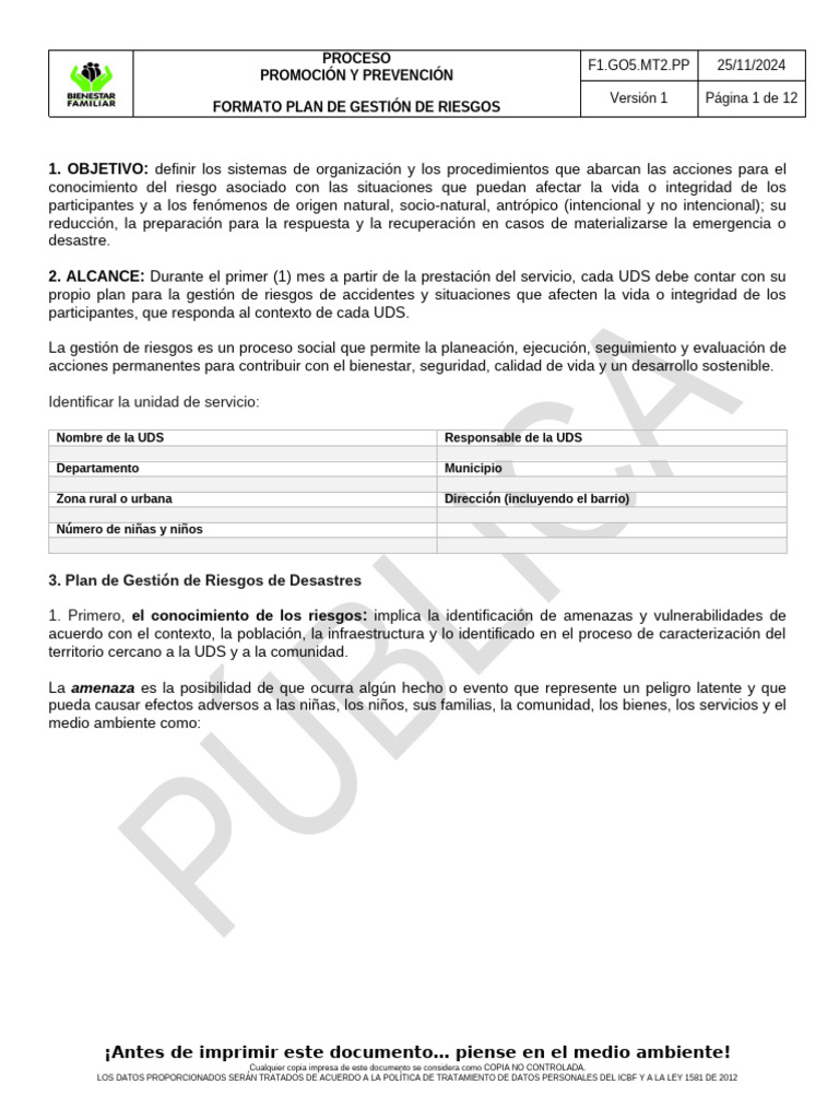 F1.go5 .mt2 .PP Formato Plan de Gestion de Riesgos v1 | PDF | Riesgo | Simulación