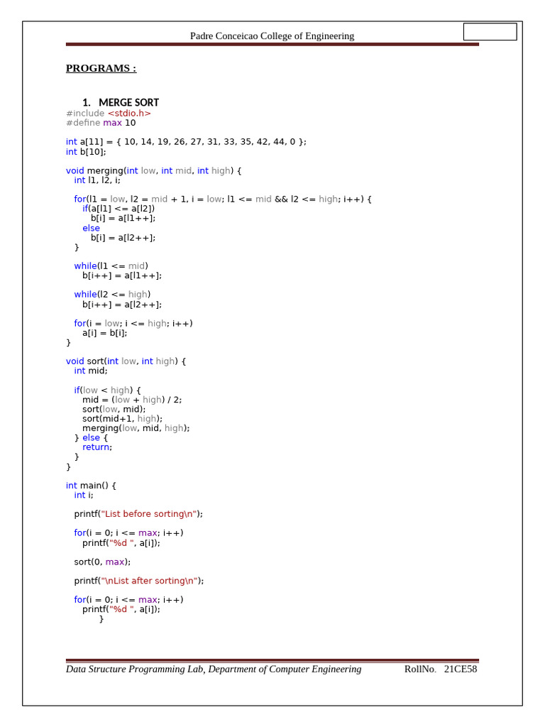 MERGE AND SINGLY LINKED LIST | PDF | Computing | Algorithms And Data Structures