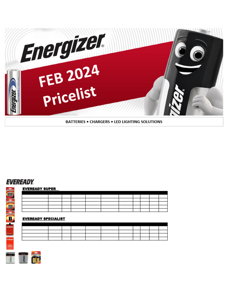 February 2024 Battery Price List | PDF | Flashlight | Battery Charger