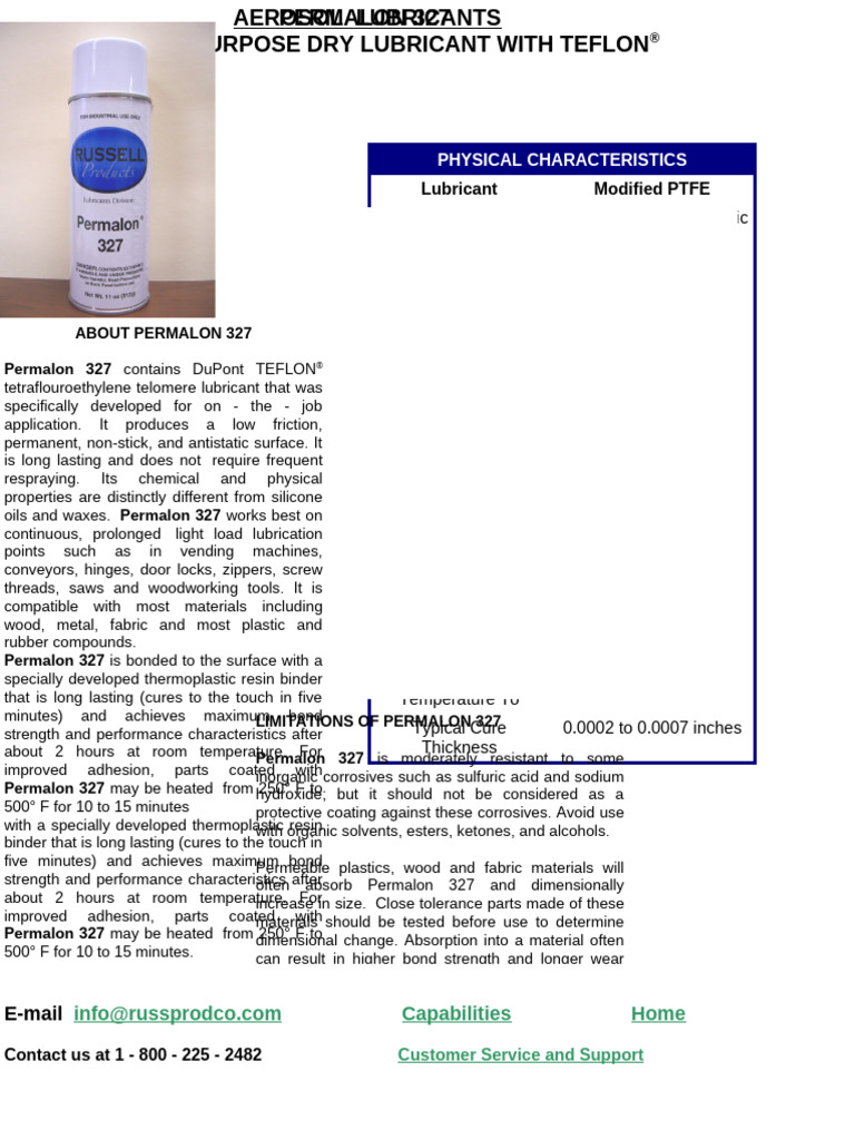 Permalon 327 Information Sheet | PDF | Lubricant | Building Materials