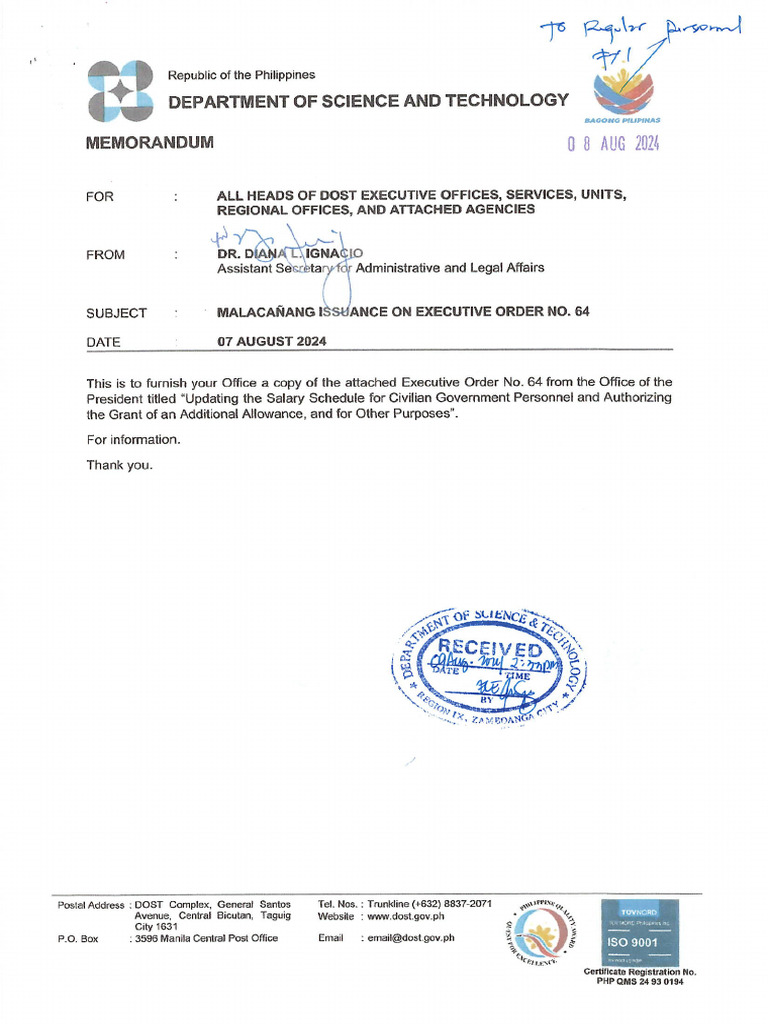 Malacañang Issuance On Executive Order No. 64 | PDF