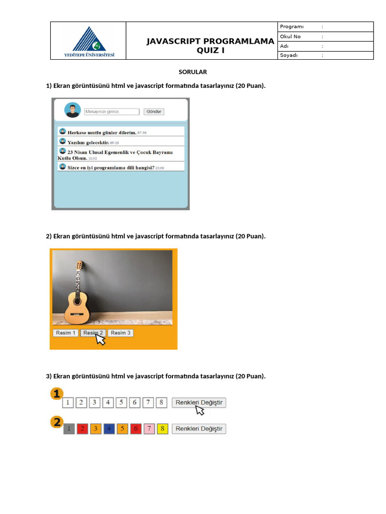 JavaScript quiz1 | PDF