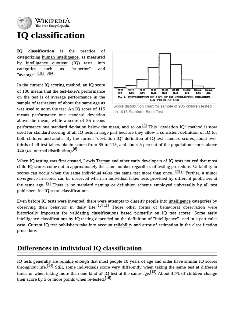 IQ_classification | PDF | Wechsler Adult Intelligence Scale | Intelligence Quotient