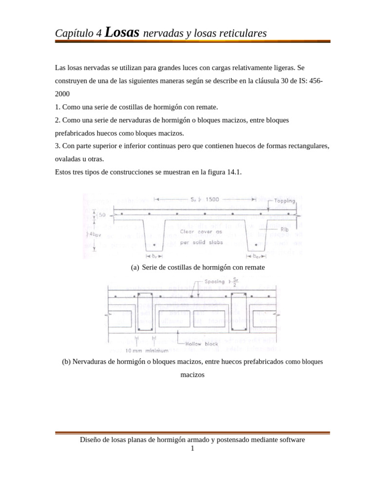 Capítulo 4 Losas Nervadas y Losas de Waffle | PDF | Viga (Estructura) | Hormigón pretensado