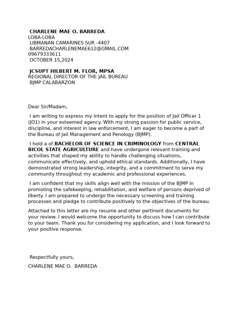 APPLICATION LETTER | PDF