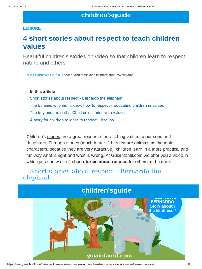 Children's Stories Teaching Respect | PDF