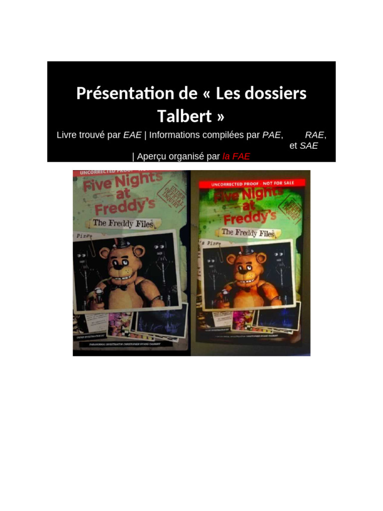 Les Dossiers Talbert : Analyse FNaF | PDF