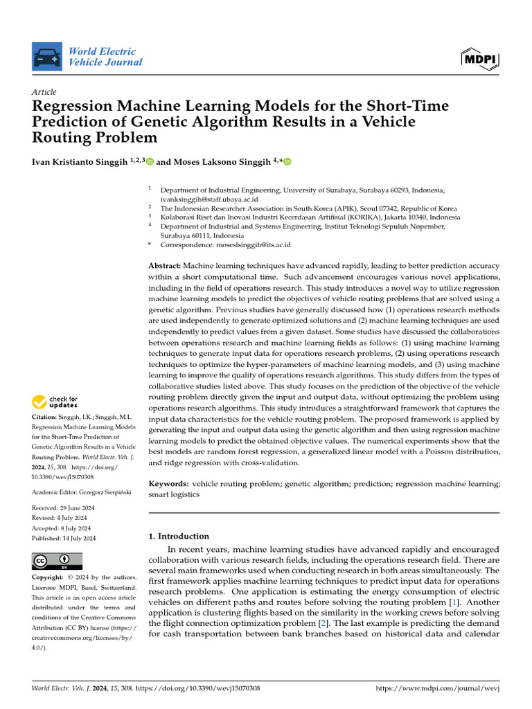 Regression Machine Learning Models For The Short-Time Prediction of Genetic Algorithm Results in ...