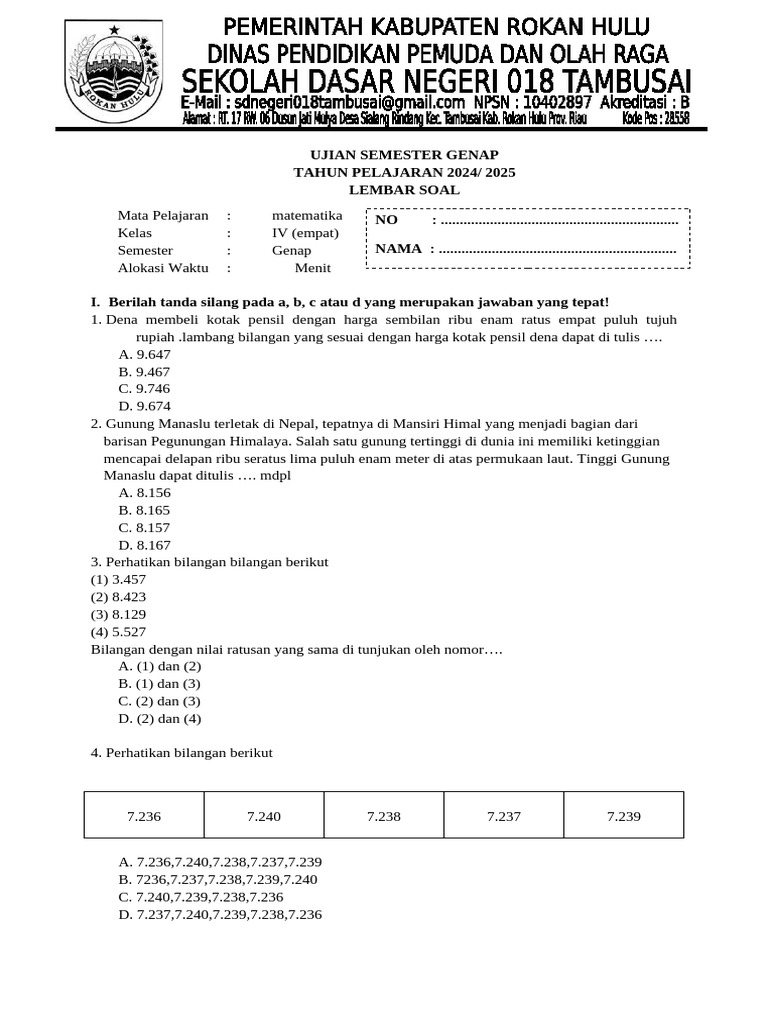 MTK Kls 4 SAJIYEM | PDF