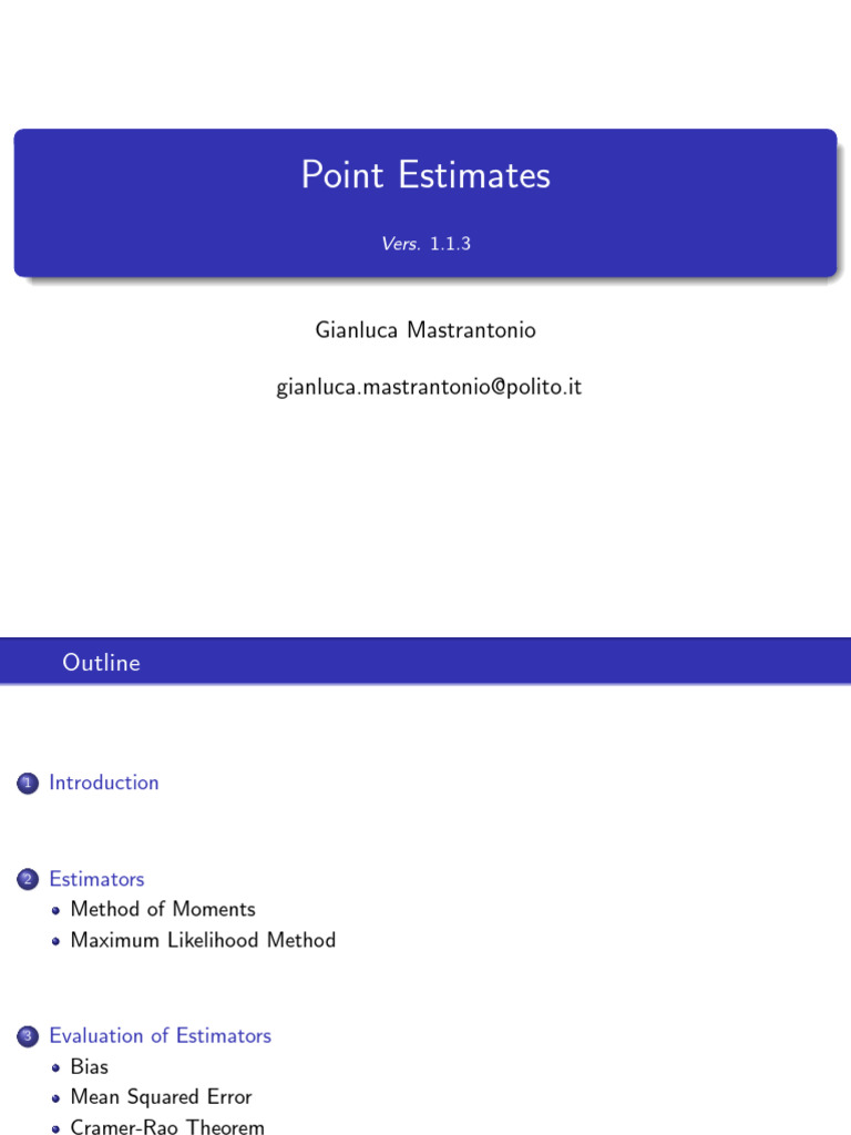 Session 32 - Point Estimate | PDF | Estimator | Variance