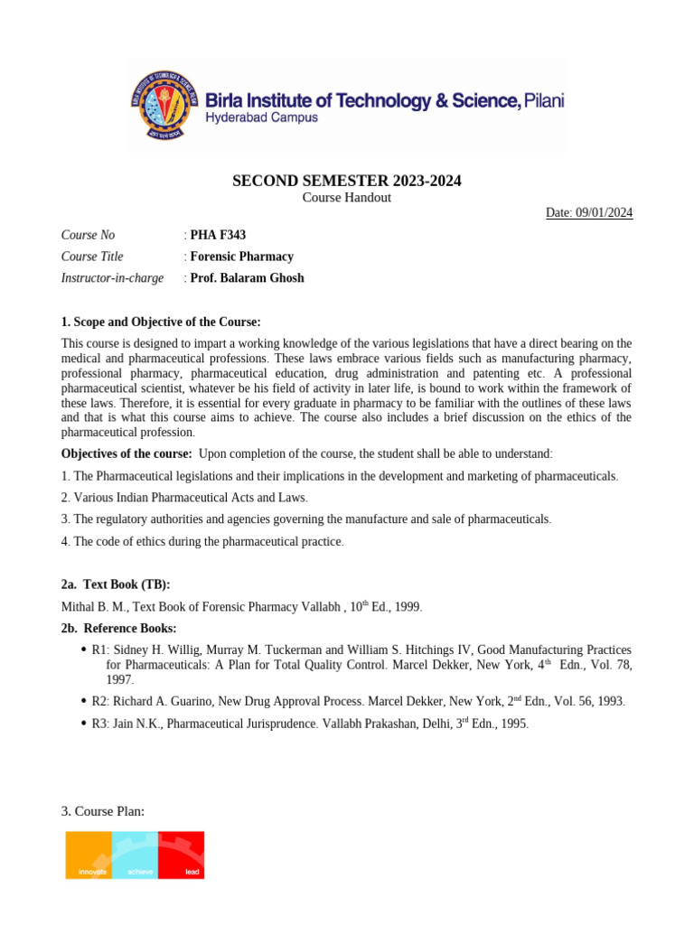 Pha F343 Forensic Pharmacy L1 | PDF | Pharmacy | Drugs