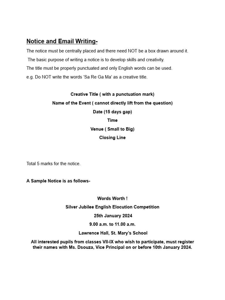 Notice and Email Writing Guidelines | PDF | Writing | Human Communication