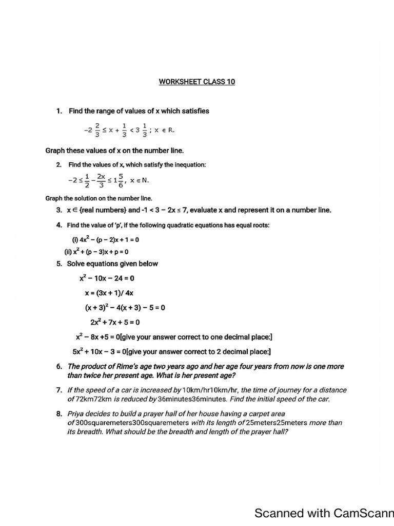 ICSE - Maths WS 2 - ALGEBRA 1 | PDF