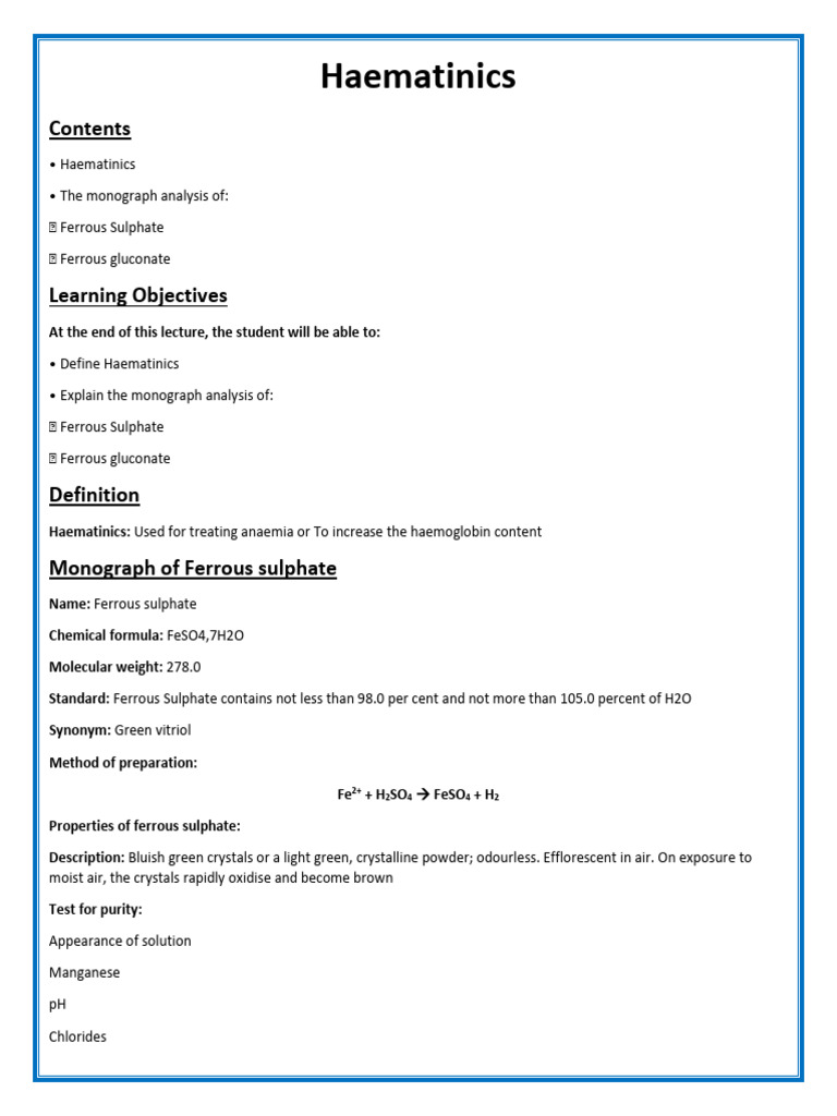 Haematinics | PDF | Atoms | Chemical Substances