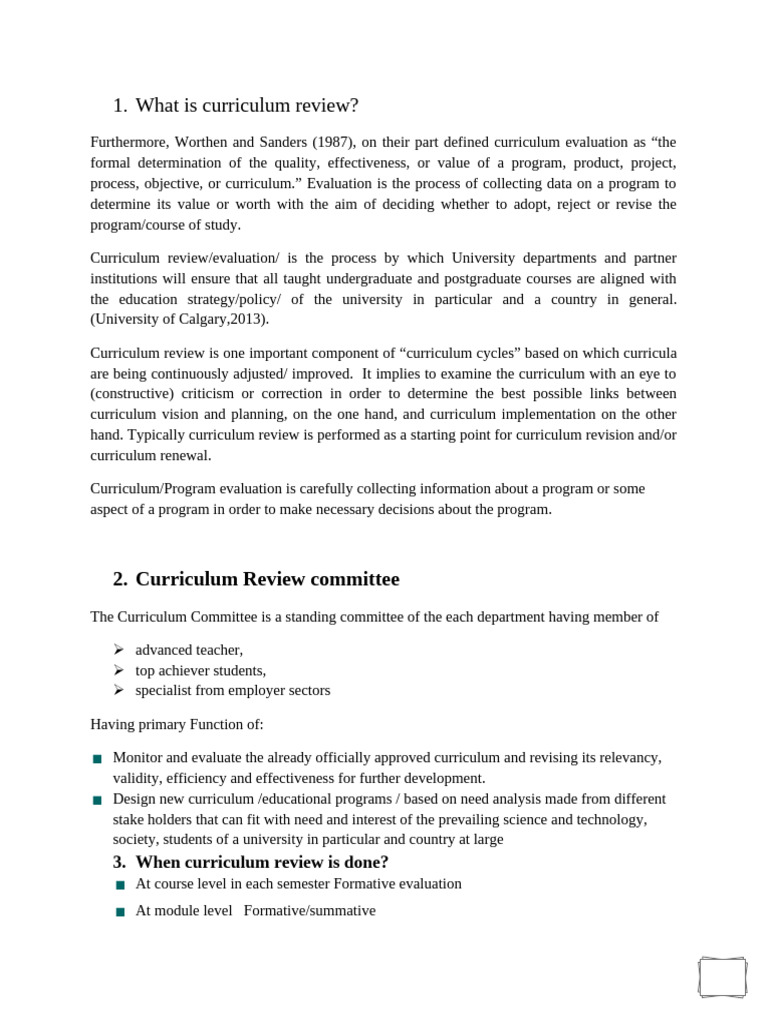 Curriculum Review Essentials | PDF | Educational Assessment | Curriculum