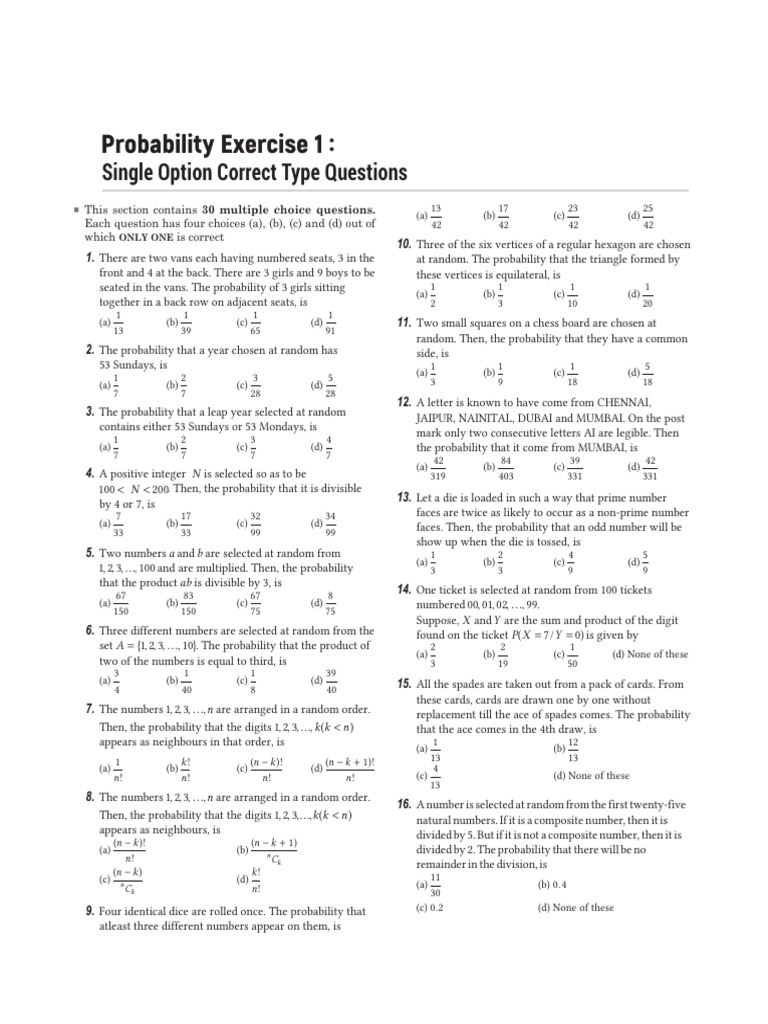 Probability Exercises | PDF | Geometric Shapes | Elementary Geometry