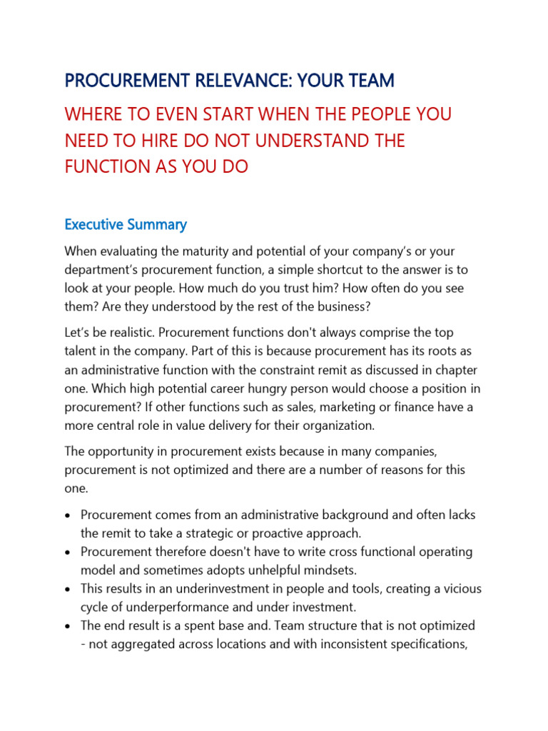 The Ideal Procurement Team Member Profile | PDF | Strategic Management ...