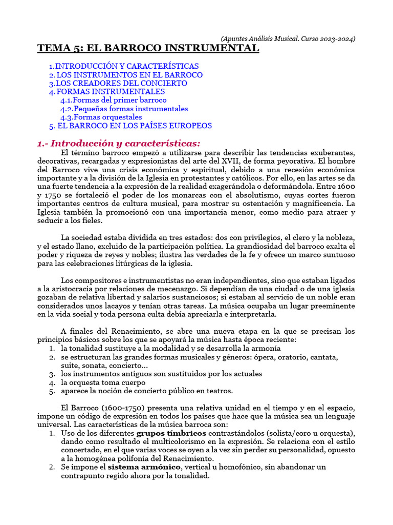 Barroco Musical | PDF | Concierto | Clave
