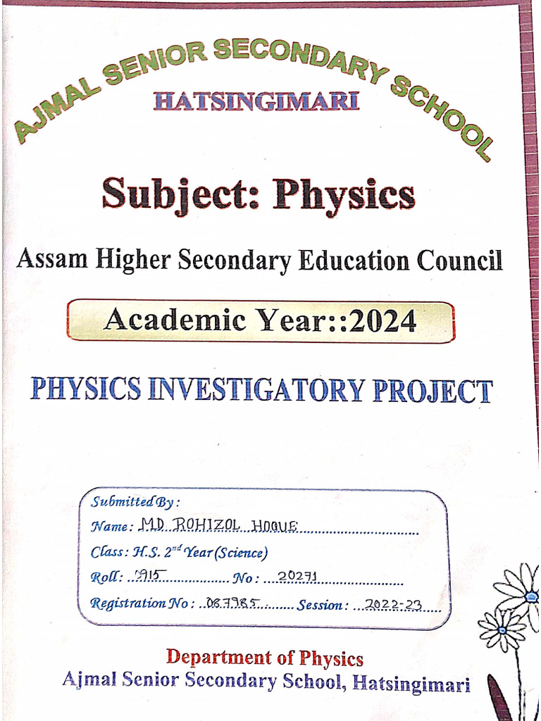 English Medium Physics Project | PDF