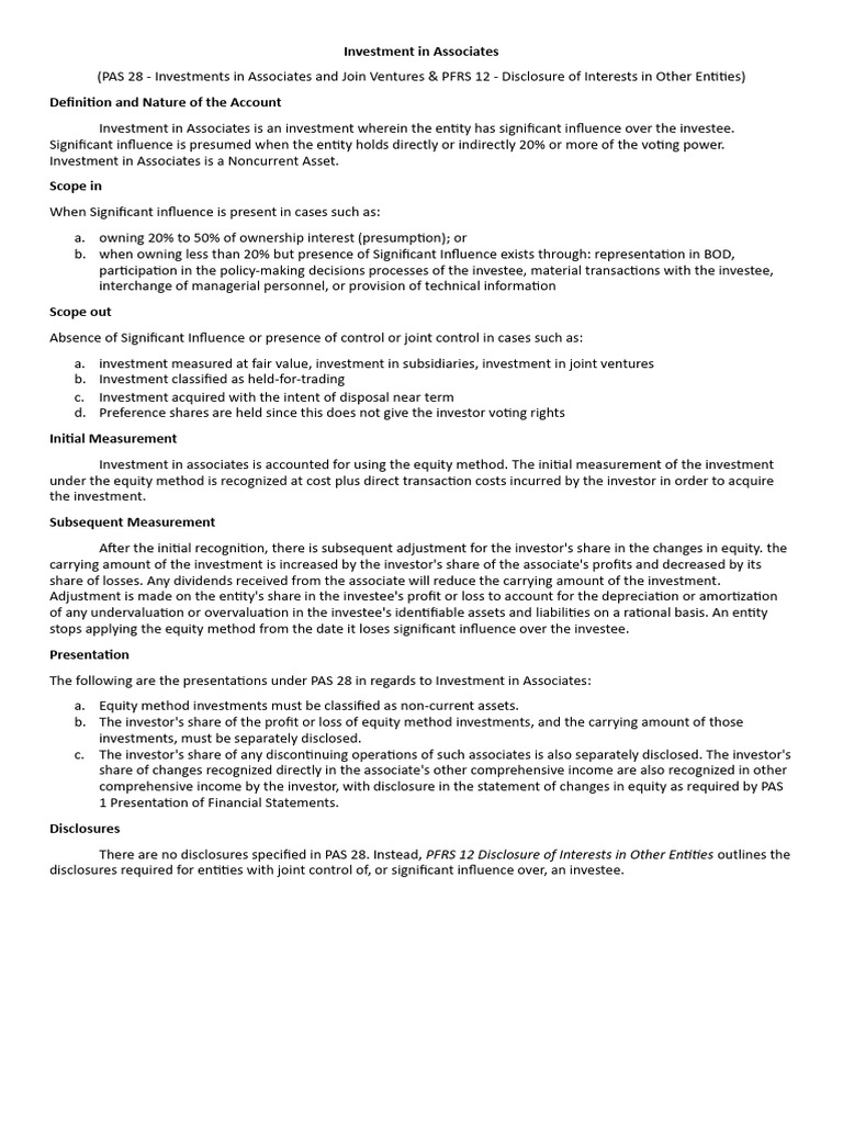 Understanding Investments in Associates & Property | PDF | Intangible ...