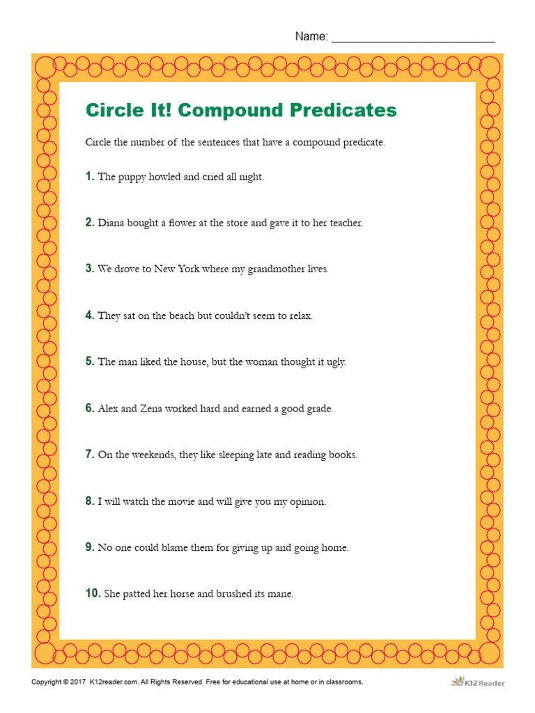 Circle It Compound Predicates | PDF
