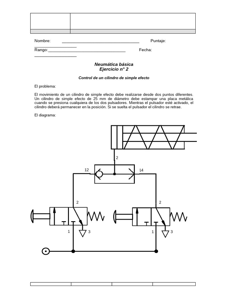 Hoja de Soluciones de Ejercicios de Neumática | PDF | Cambiar | Pistón