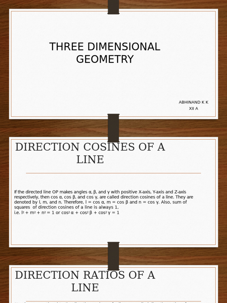 Three Dimensional Geometry: Abhinand K K Xii A | PDF