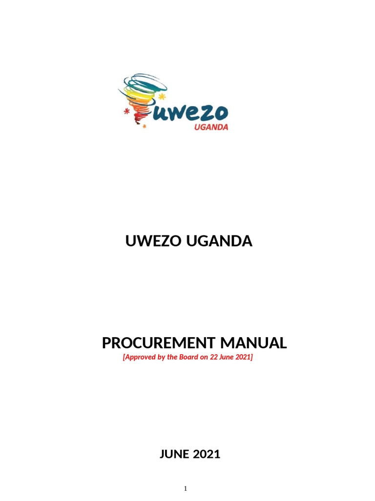 Procurement Manual Uwezo Uganda - Final202 | PDF | Procurement | Specification (Technical Standard)