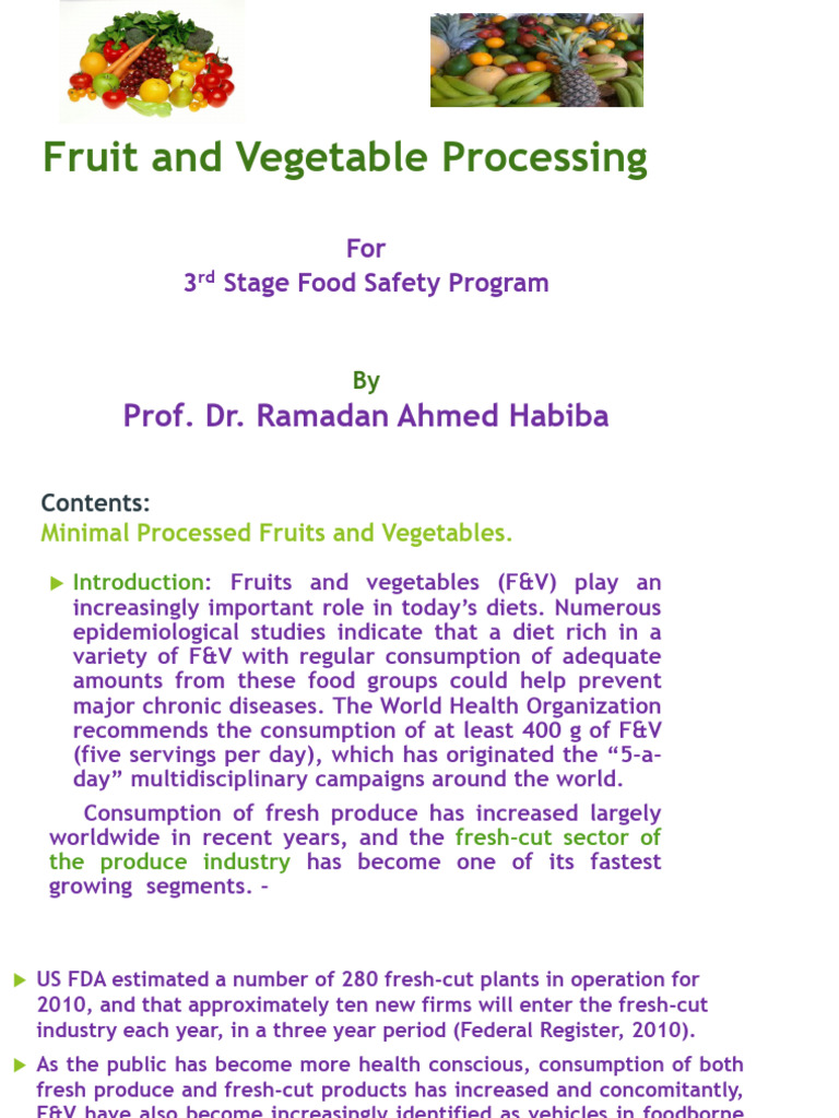 Fruit and Vegetable Processing Lecture 1pdf | PDF | Vegetables | Bacteria