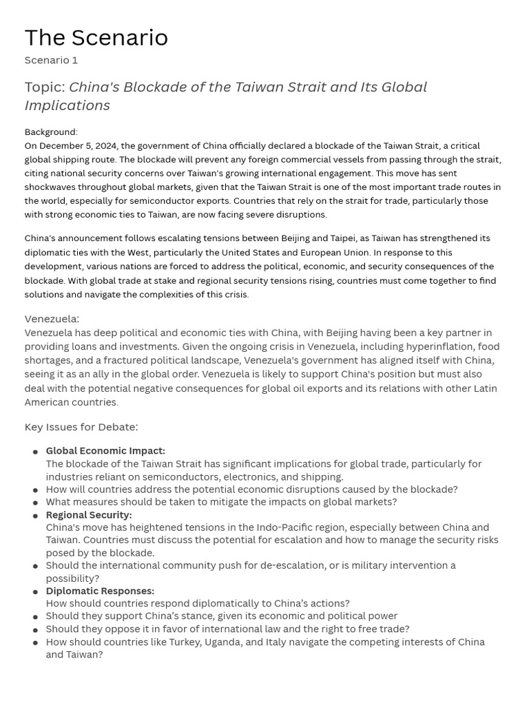 The Scenario Scenario 1 PDF | PDF | United Nations | International Relations