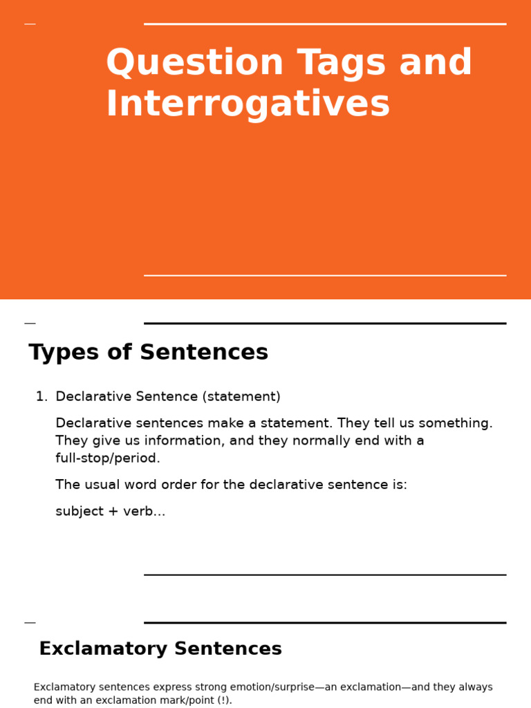 Question Tags and Interrogatives | PDF | Sentence (Linguistics) | Question