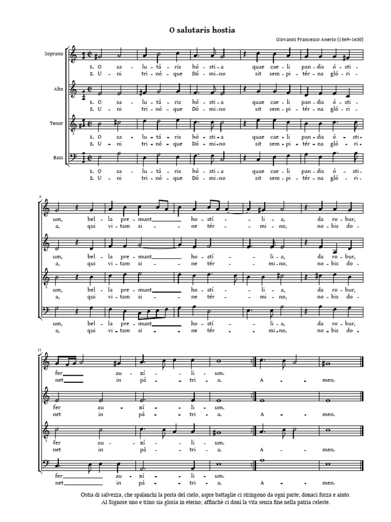 O Salutaris Hostia SATB Giovanni Francesco Anerio | PDF