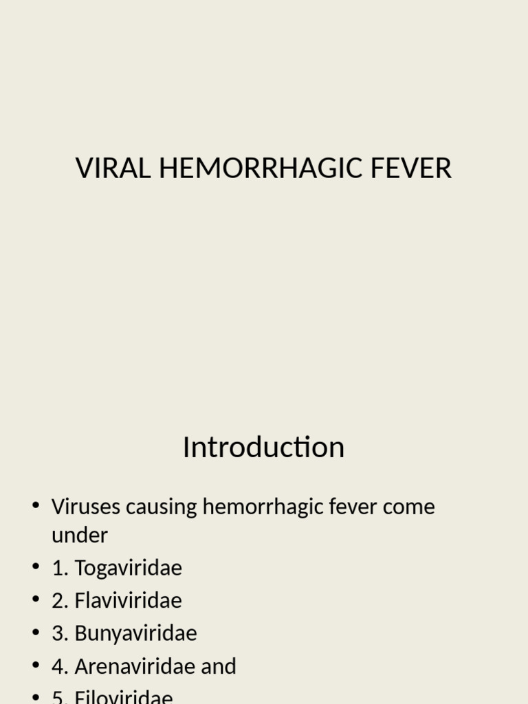 Overview of Viral Hemorrhagic Fevers | PDF | Virus | Yellow Fever