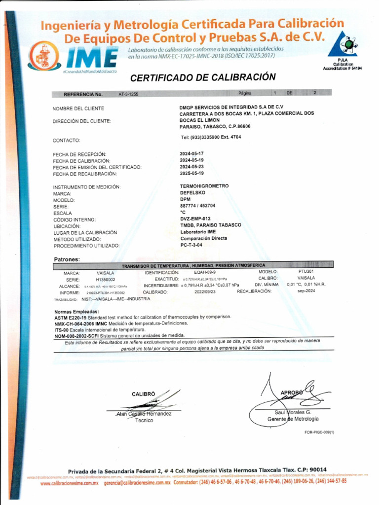 Certificado de Equipos | PDF