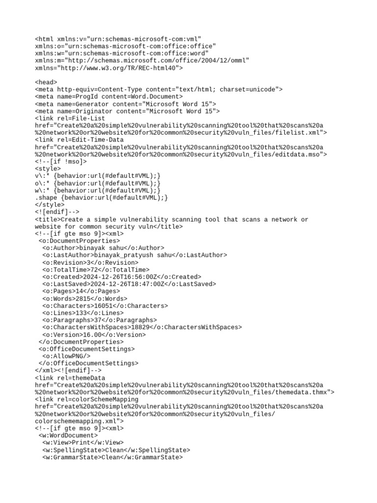 Create A Simple Vulnerability Scanning Tool That Scans A Network or Website For Common Security ...