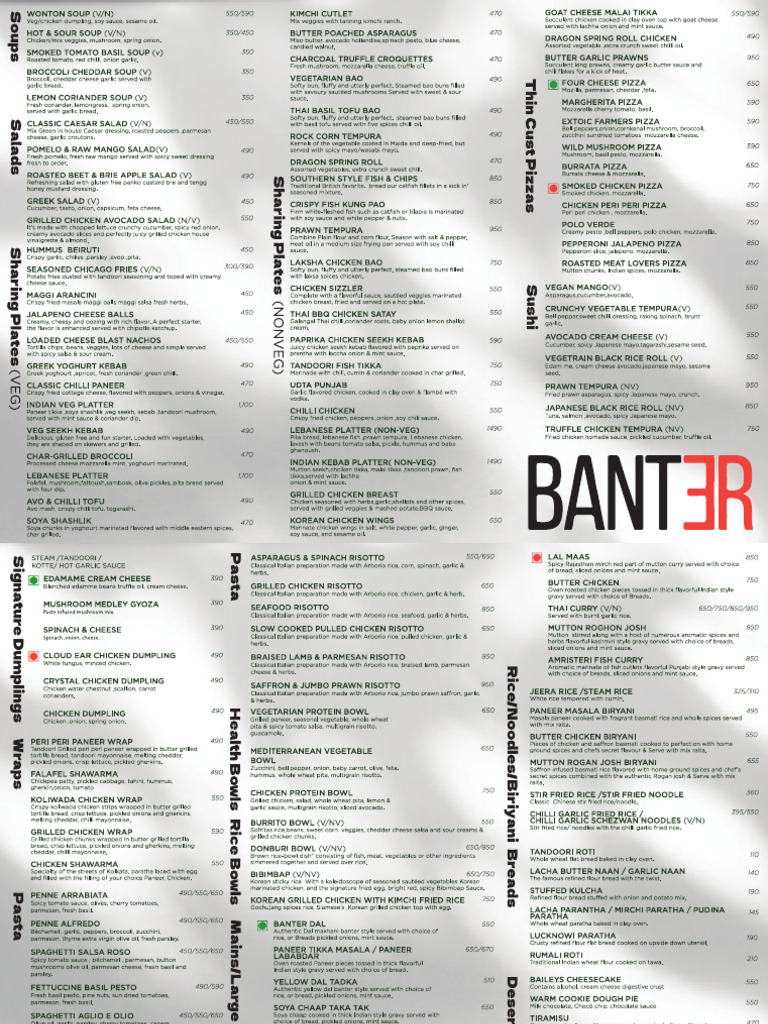 Banter Menu | PDF