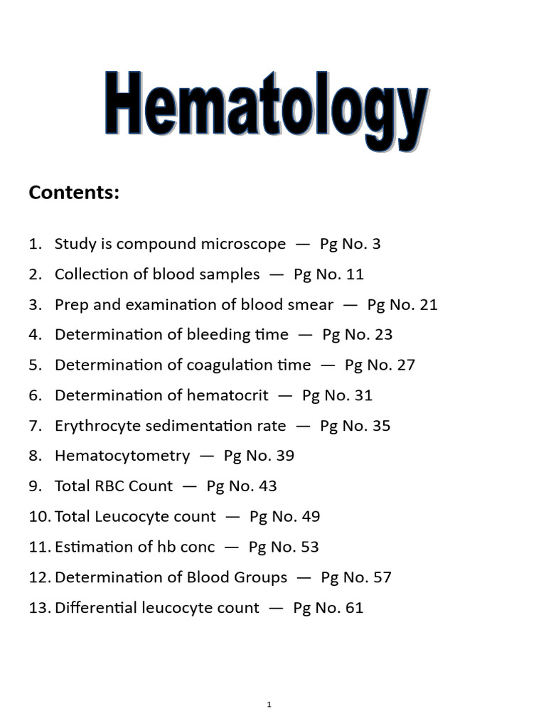 Hematology Practicals - 241120 - 203955 | PDF | Microscope | Blood
